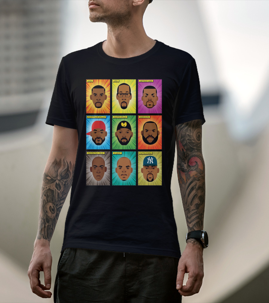 Wu-Tang Clan Gza Rza Method Man Ghostface Killah Masta Killa Raekwon Inspectah Deck U-God Cappadonna Portraits T-Shirt