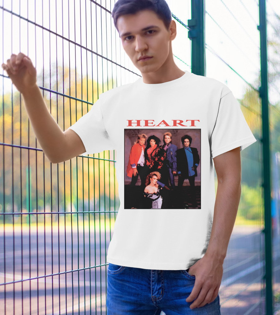 Heart Band Group Photo With Bold Red T-Shirt