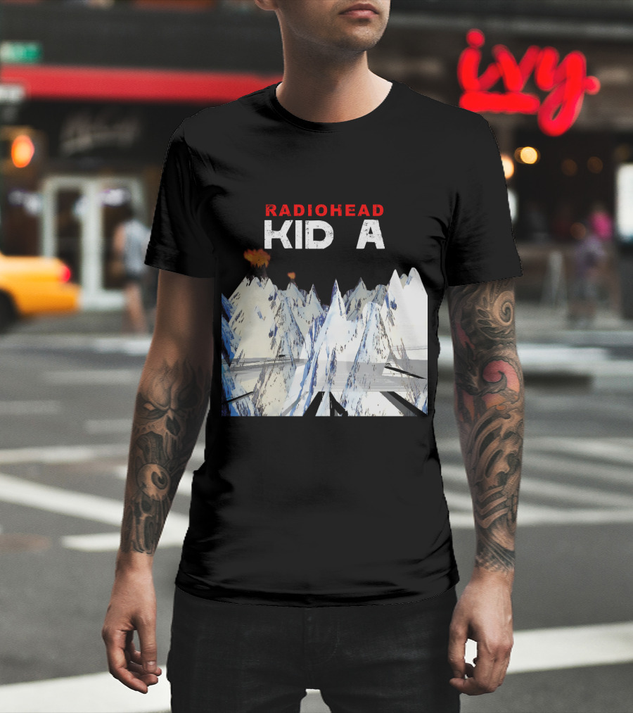 Radiohead Kid A Snow-Capped Mountain Explosion Scene T-Shirt