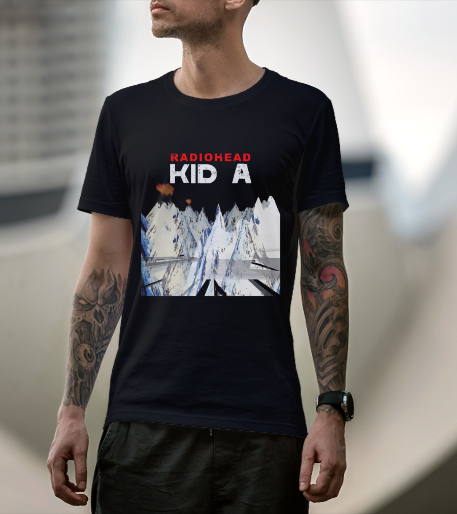 Radiohead Kid A Snow-Capped Mountain Explosion Scene T-Shirt