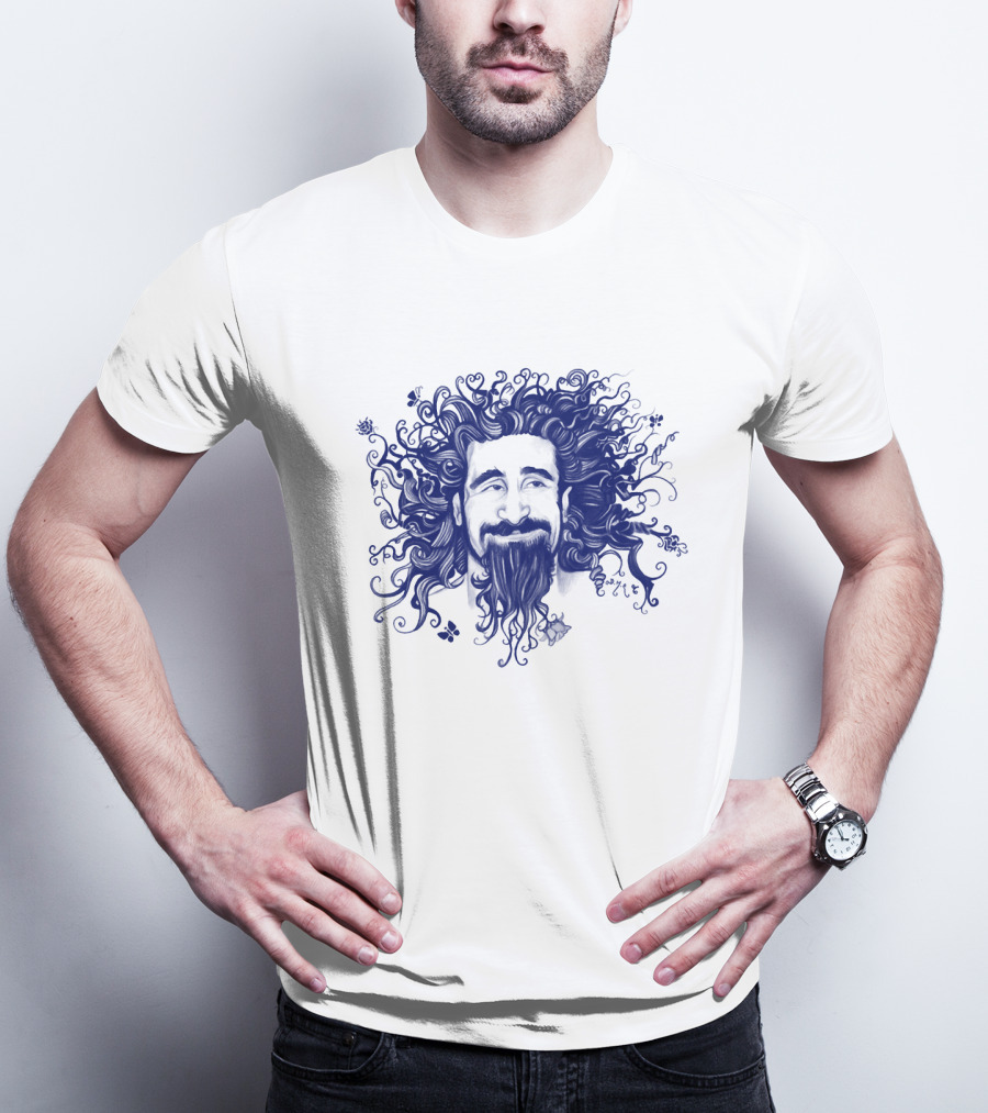 Soad Serj Tankian Psychedelic Blue Illustration T-Shirt