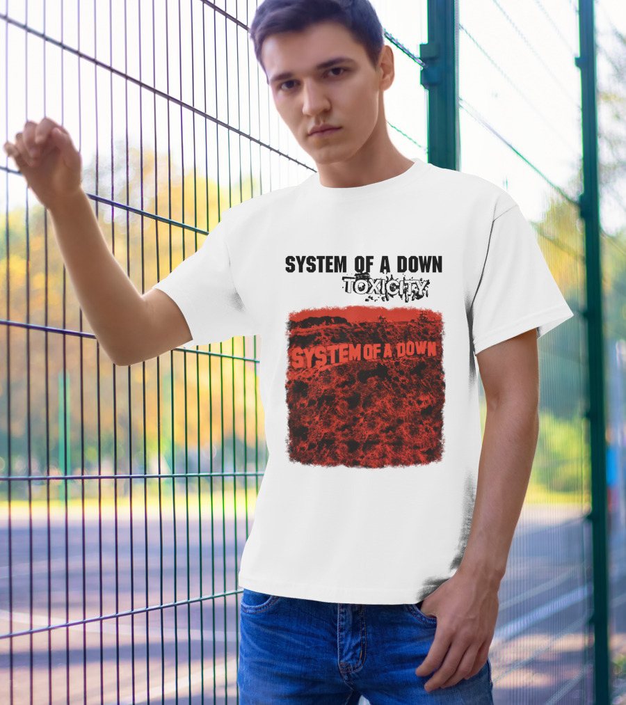 System Of A Down Toxicity Album Cover Red T-Shirt