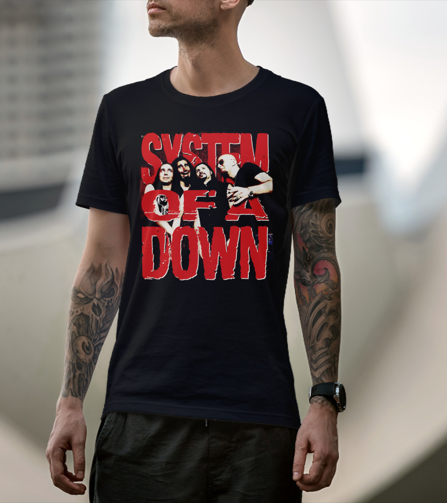 System Of A Down Band Members Red T-Shirt