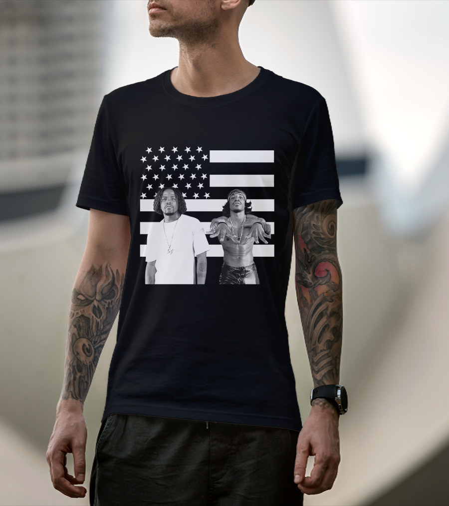 Outkast American Flag Style Black And White Duo T-Shirt