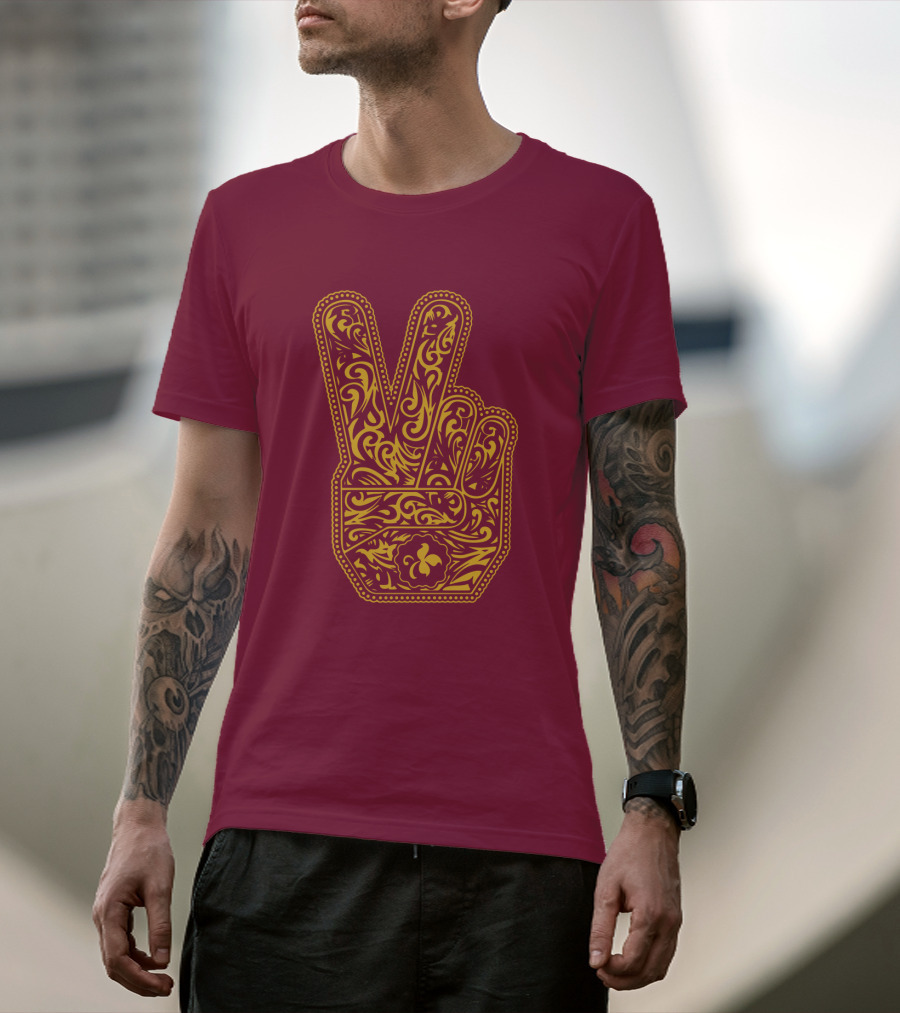 Stp Peace Hand Vintage Ornate Fleur-De-Lis T-Shirt