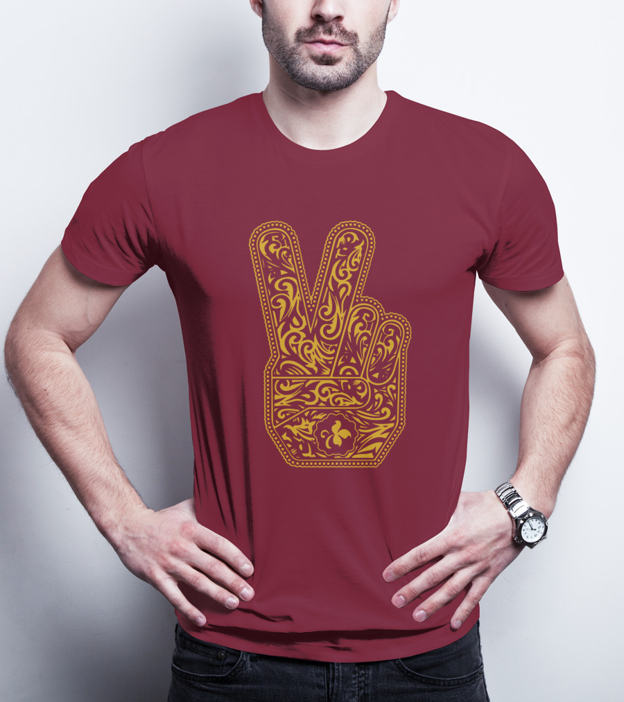 Stp Peace Hand Vintage Ornate Fleur-De-Lis T-Shirt