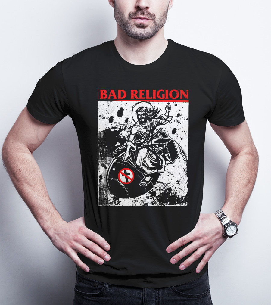 Bad Religion Jesus Riding Bomb Artwork T-Shirt