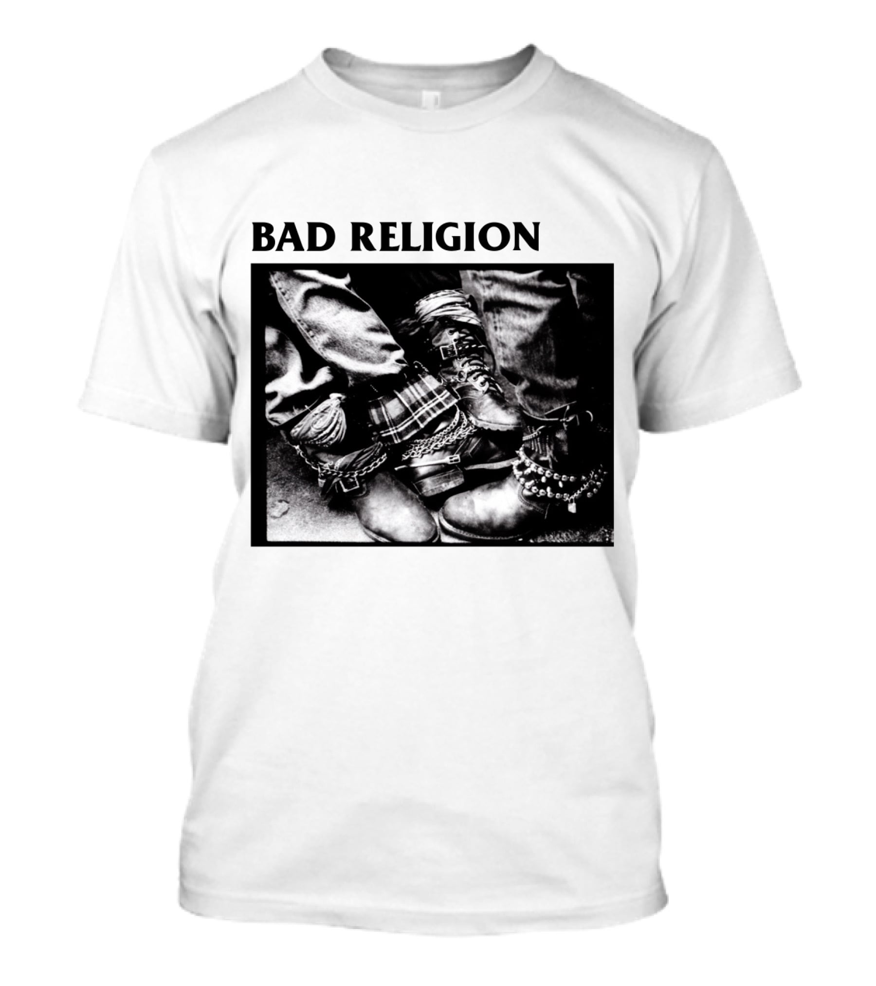 Bad Religion Band Punk Rock Boot Chains And Plaid Pants T-Shirt