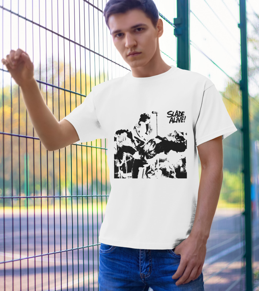 Slade Alive! Retro Concert Photo Black And White T-Shirt