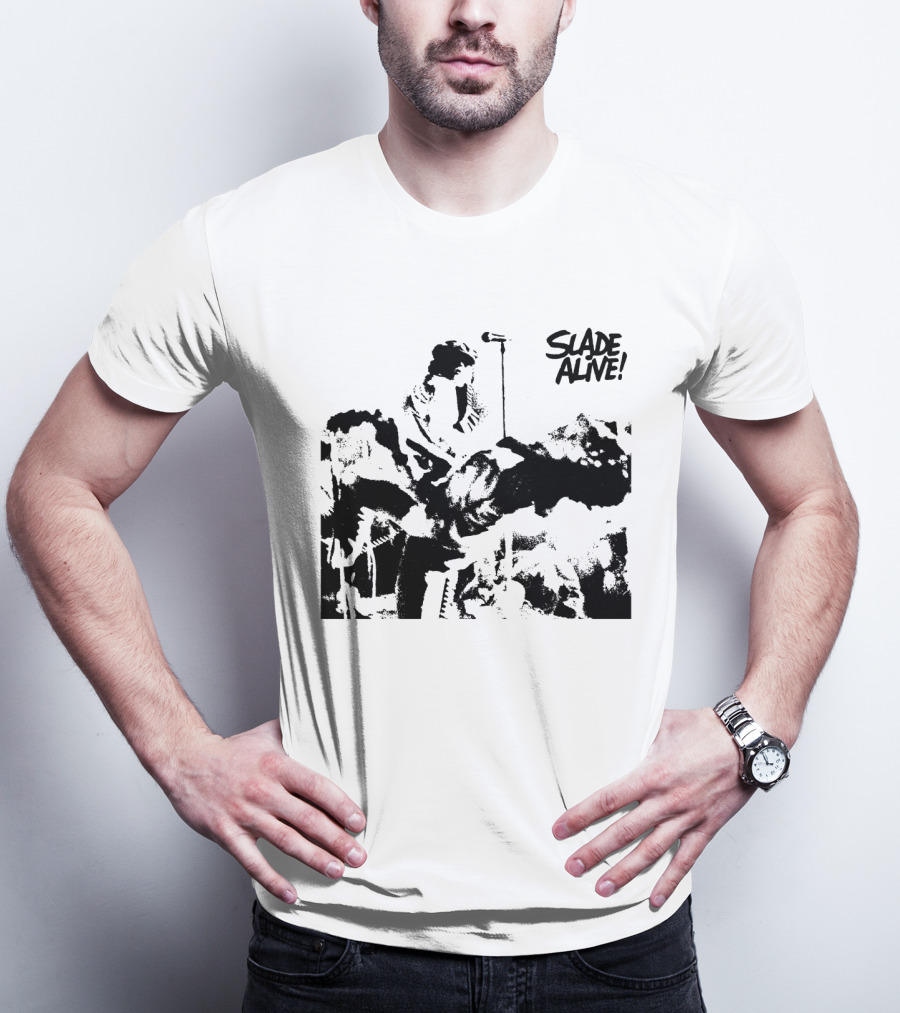 Slade Alive! Retro Concert Photo Black And White T-Shirt