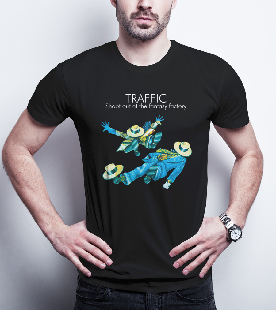 Traffic Shoot Out At The Fantasy Factory Psychedelic Figures Floating With Hats And Suits T-Shirt