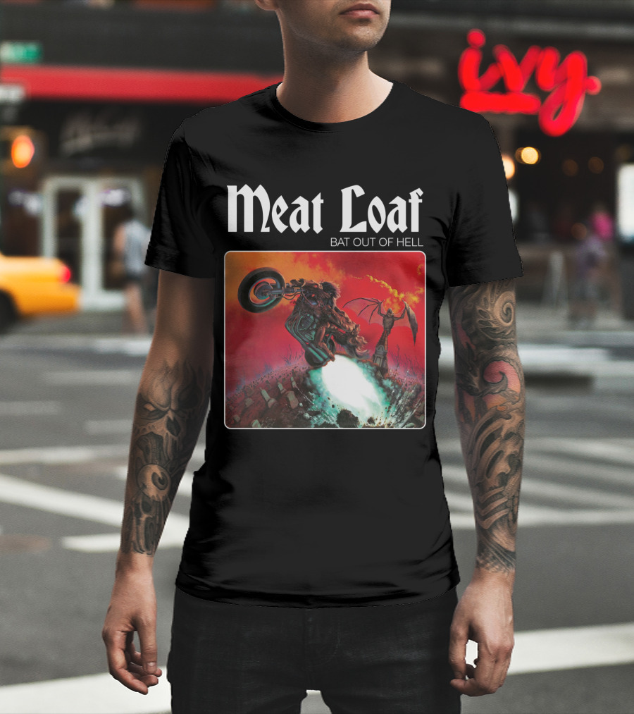 Meat Loaf Bat Out Of Hell Motorcycle And Bat T-Shirt