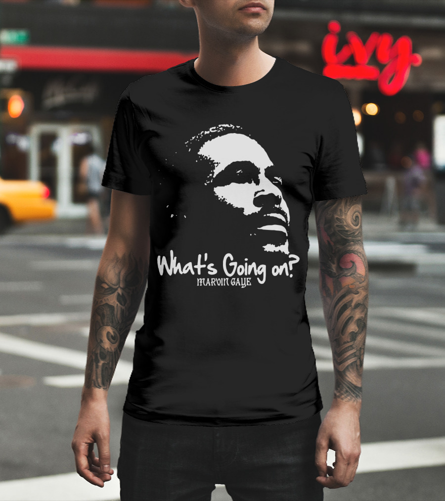 Marvin Gaye What's Going On 1971 Album Cover Art Iconic Black And White Silhouette T-Shirt