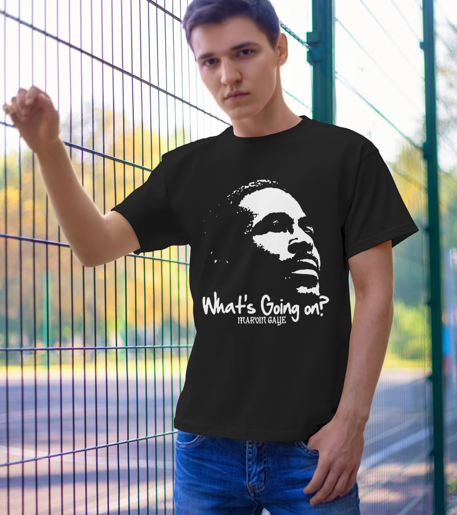 Marvin Gaye What's Going On 1971 Album Cover Art Iconic Black And White Silhouette T-Shirt