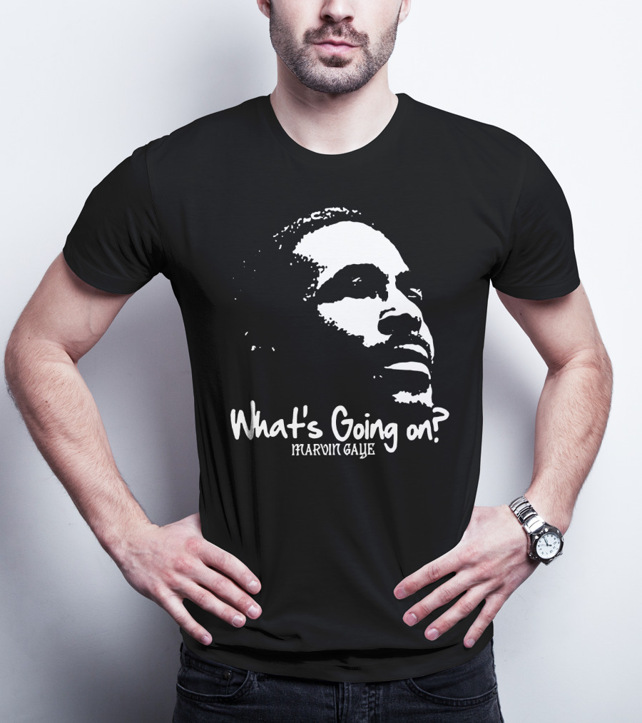 Marvin Gaye What's Going On 1971 Album Cover Art Iconic Black And White Silhouette T-Shirt