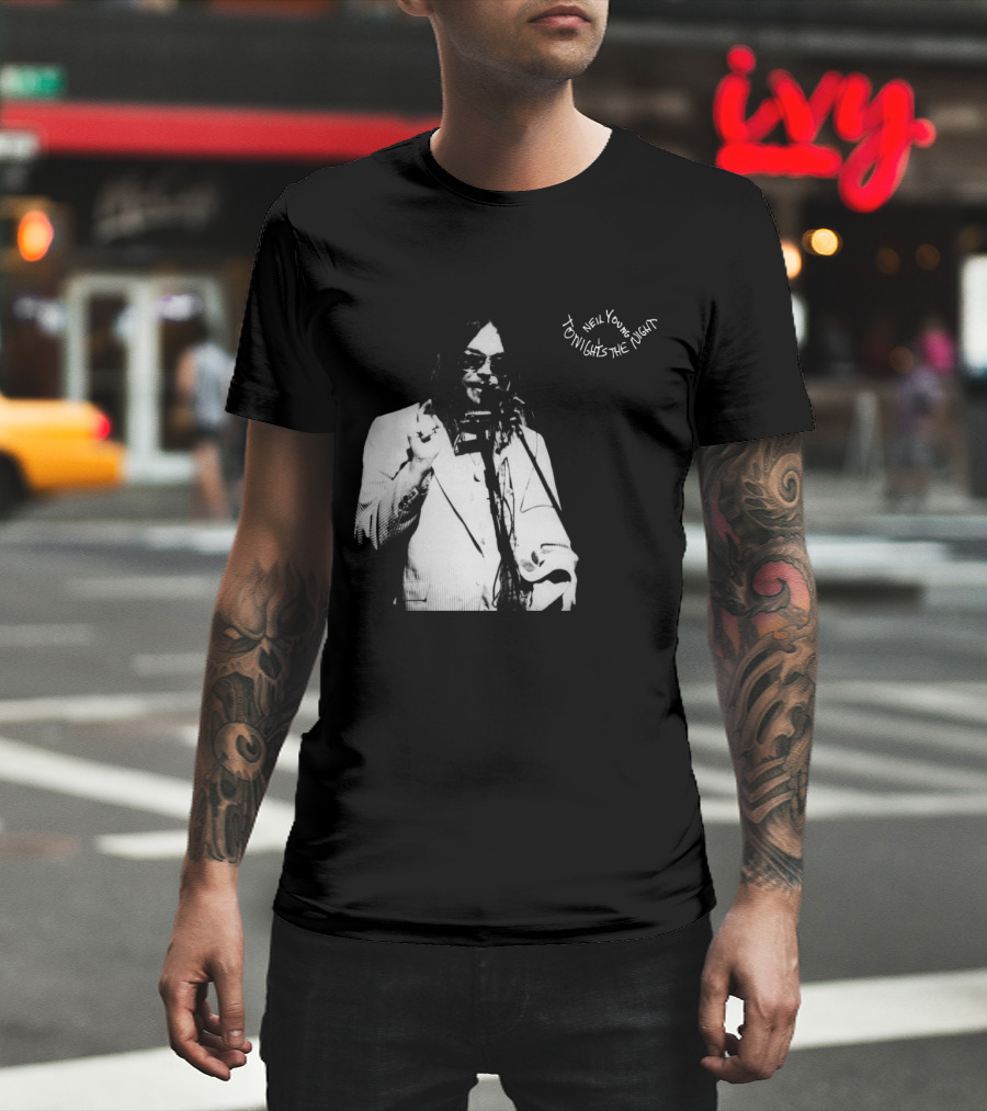 Neil Young Tonight's The Night Black And White Photo T-Shirt