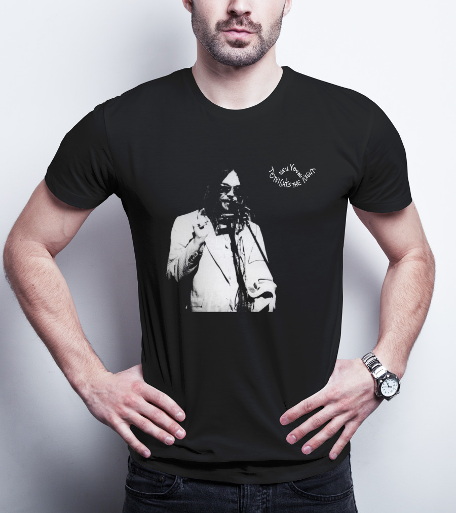 Neil Young Tonight's The Night Black And White Photo T-Shirt