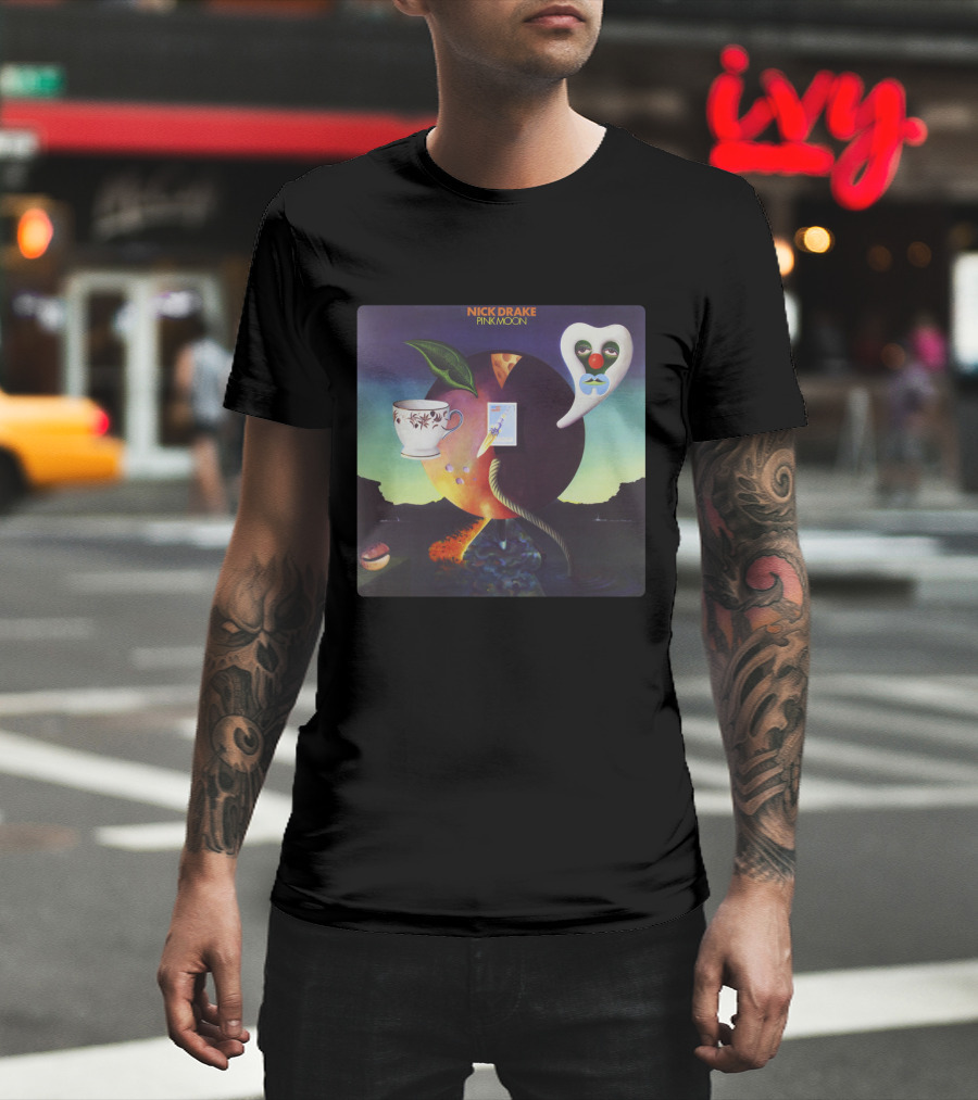Nick Drake Pink Moon Album Cover Imagery Cup Heart Leaf Painting T-Shirt