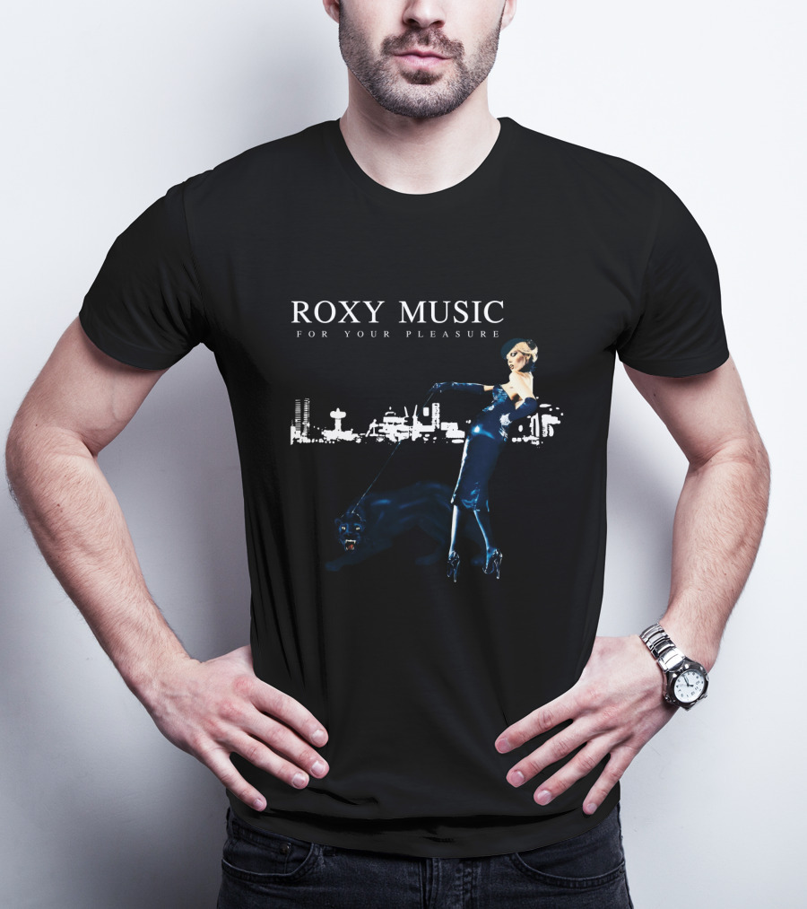 Roxy Music For Your Pleasure Album Cover With Lady And Panther City Skyline T-Shirt