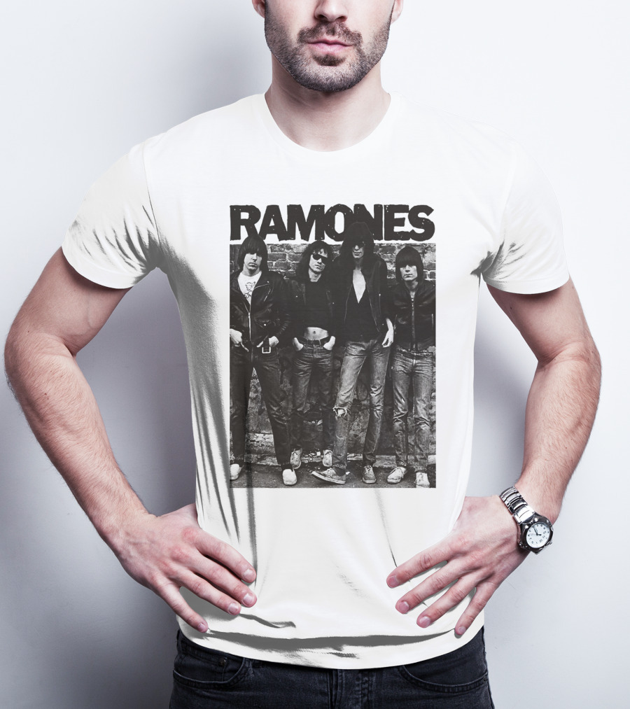 Ramones Black And White Band Photo Iconic Punk Rock Group T-Shirt
