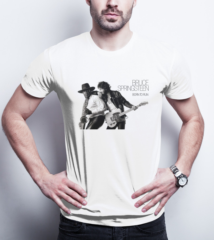 Bruce Springsteen Born To Run Album Cover Clarence Clemons Saxophone And Guitar T-Shirt