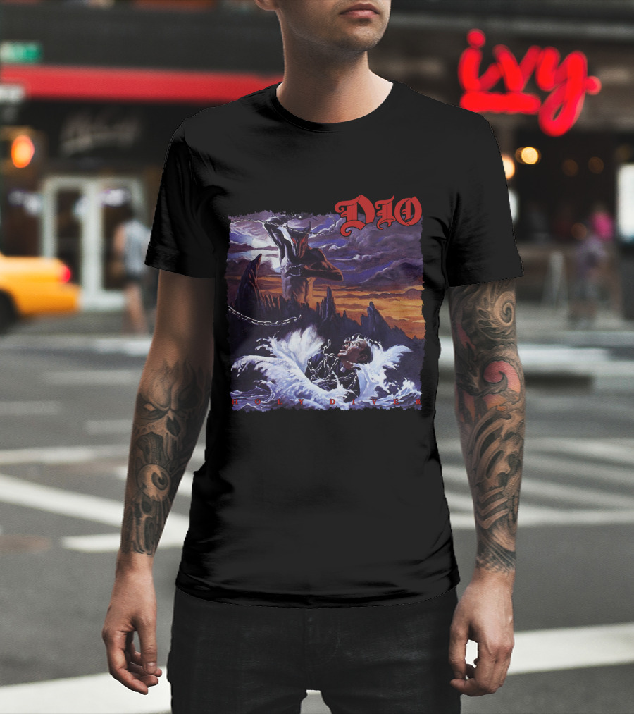 Dio Holy Diver Vintage Album Artwork Ocean Demon And Chains T-Shirt