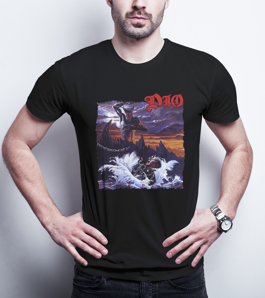 Dio Holy Diver Vintage Album Artwork Ocean Demon And Chains T-Shirt