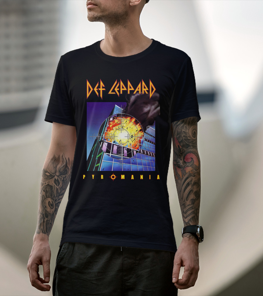Def Leppard Pyromania Album Art Explosion Building Iconic T-Shirt
