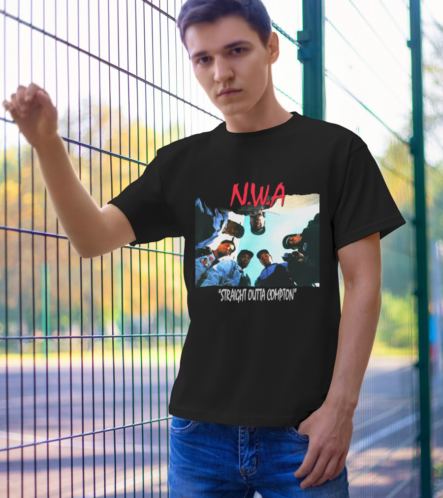 N.w.a Straight Outta Compton Black Crew Portrait 90S Style T-Shirt
