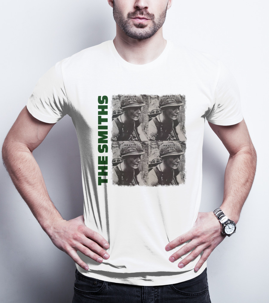 The Smiths Meat Is Murder Album Cover Four Panel Black And White Photographic T-Shirt