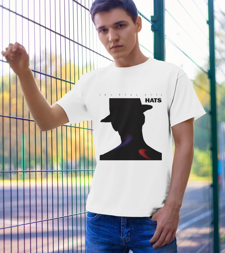 The Blue Nile Hats Silhouette With Hat In Black And Blue Accents T-Shirt