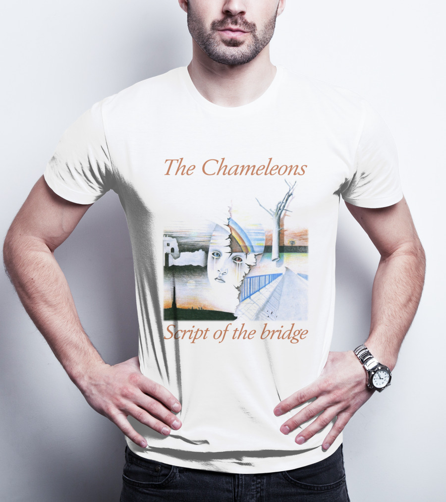 The Chameleons Script Of The Bridge Abstract Face And Landscape Art With Trees And Structures T-Shirt