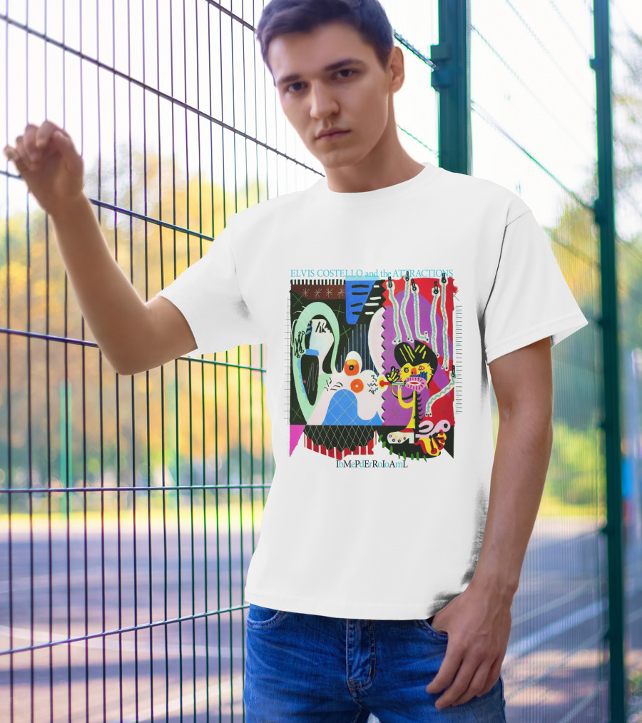 Elvis Costello And The Attractions Ibmepderroioaml Imperial Bedroom Vibrant Abstract Artwork T-Shirt