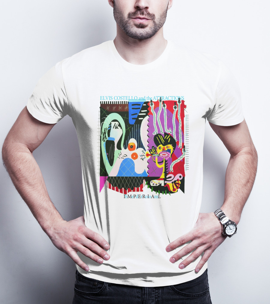 Elvis Costello And The Attractions Ibmepderroioaml Imperial Bedroom Vibrant Abstract Artwork T-Shirt