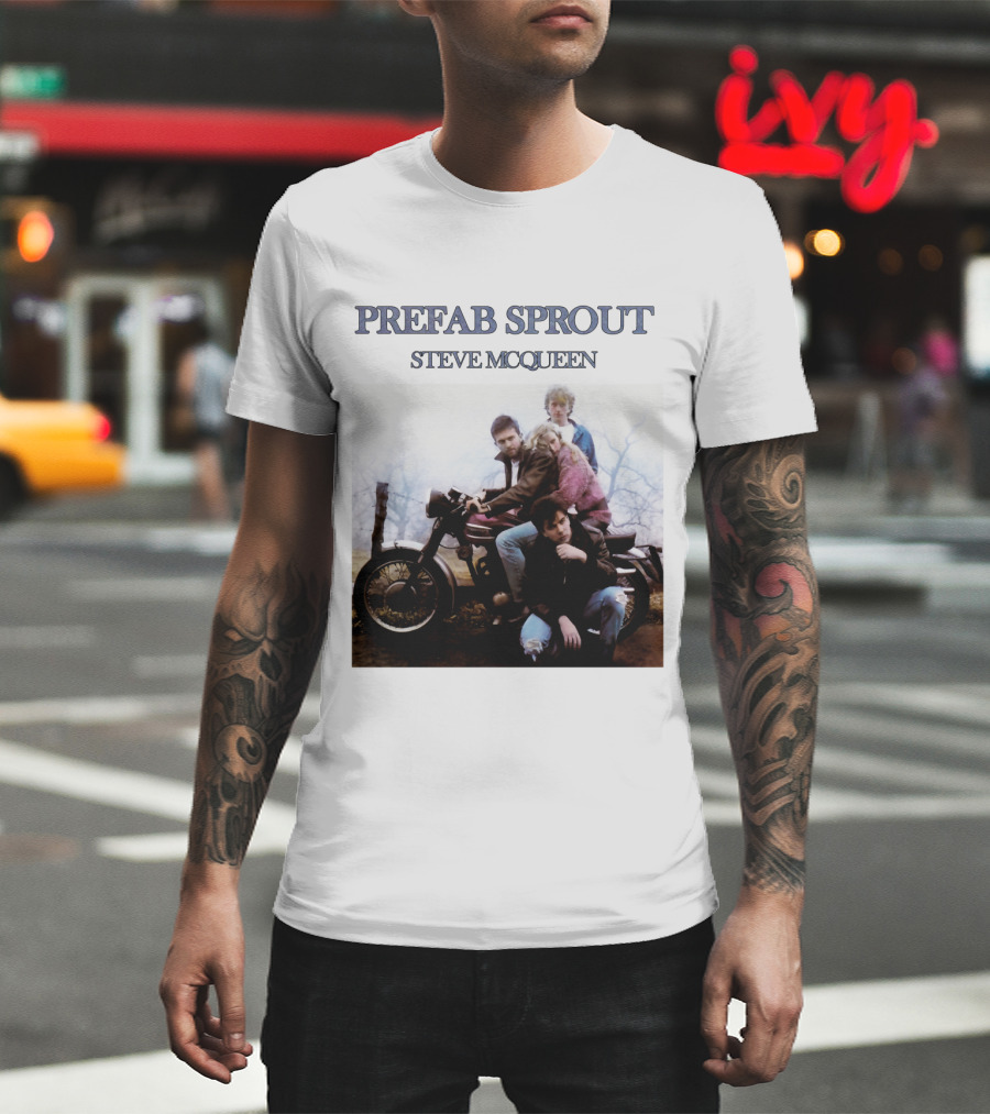 Prefab Sprout Steve McQueen Motorcycle Group Image T-Shirt