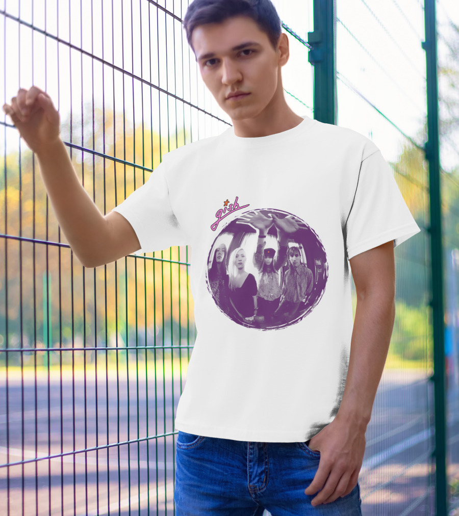 The Smashing Pumpkins Gish Album Band Photo With Purple Circle And Text T-Shirt
