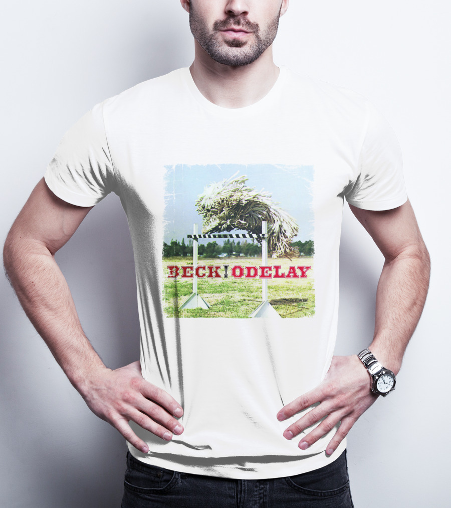 Beck Odelay Album Cover Dog Jumping Hurdle T-Shirt