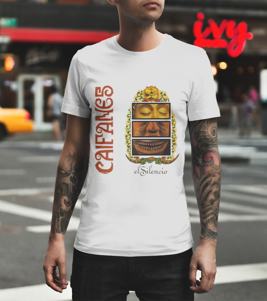 Caifanes El Silencio Aztec-Inspired Face Art In Yellow And Brown T-Shirt