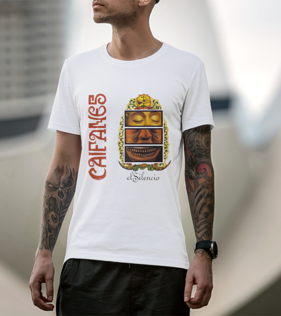 Caifanes El Silencio Aztec-Inspired Face Art In Yellow And Brown T-Shirt