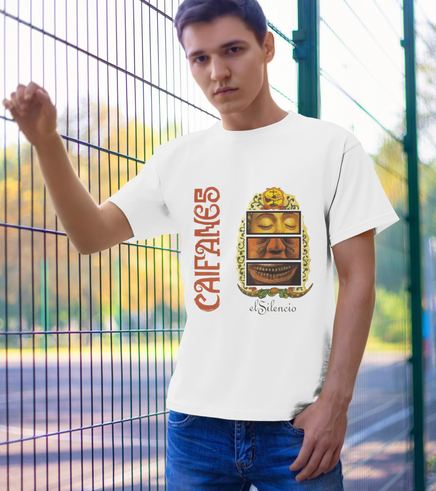 Caifanes El Silencio Aztec-Inspired Face Art In Yellow And Brown T-Shirt