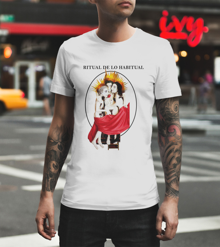 Jane's Addiction Ritual De Lo Habitual Album Cover With Red Draped Figures And Sunburst Halo T-Shirt