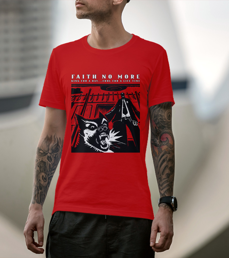 Faith No More King For A Day Fool For A Lifetime Graphic Black And White Dog Scene T-Shirt