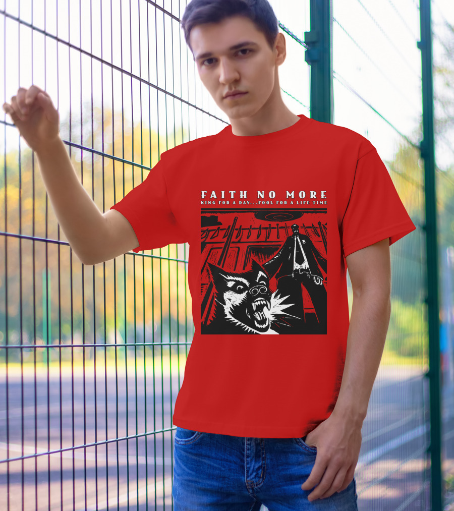 Faith No More King For A Day Fool For A Lifetime Graphic Black And White Dog Scene T-Shirt