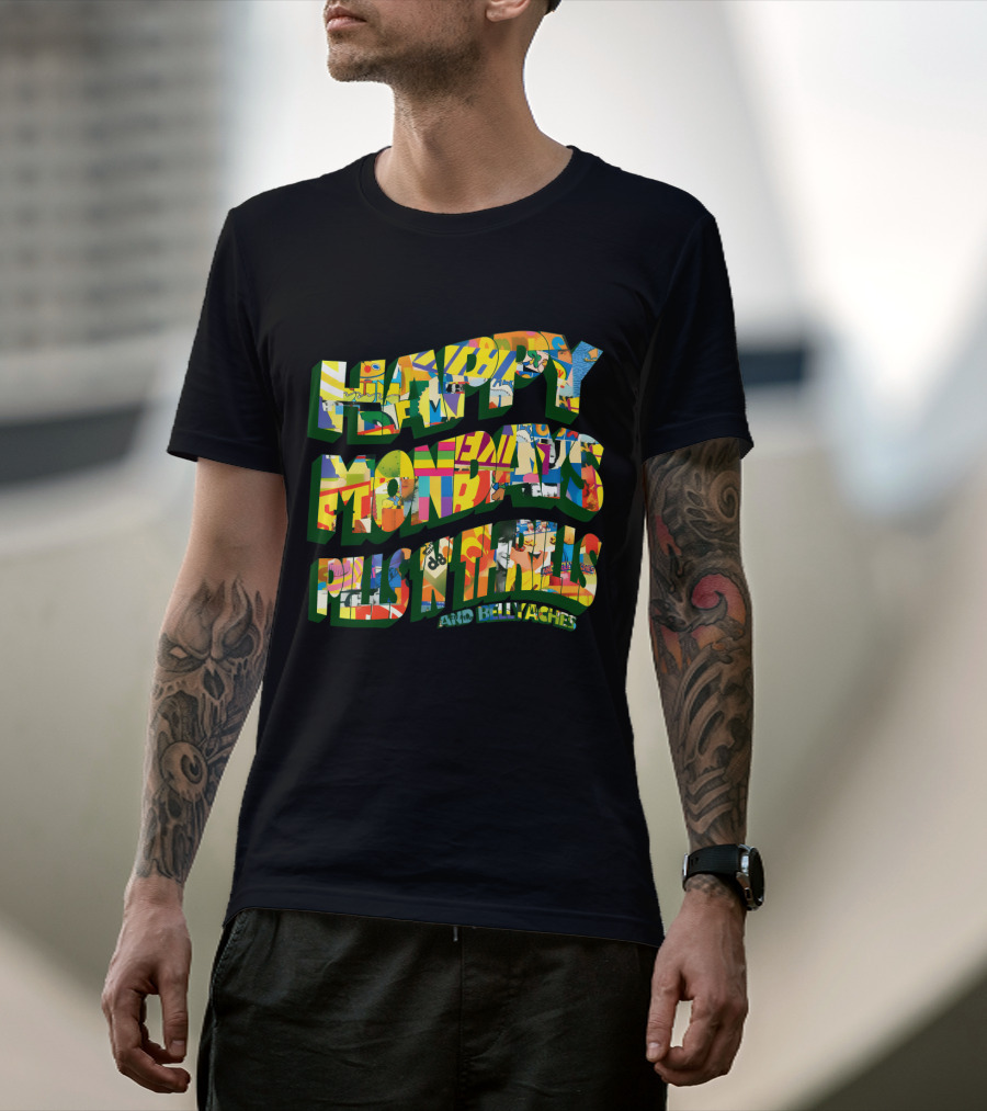 Happy Mondays Pills 'N' Thrills And Bellyaches Colorful 90s Album T-Shirt