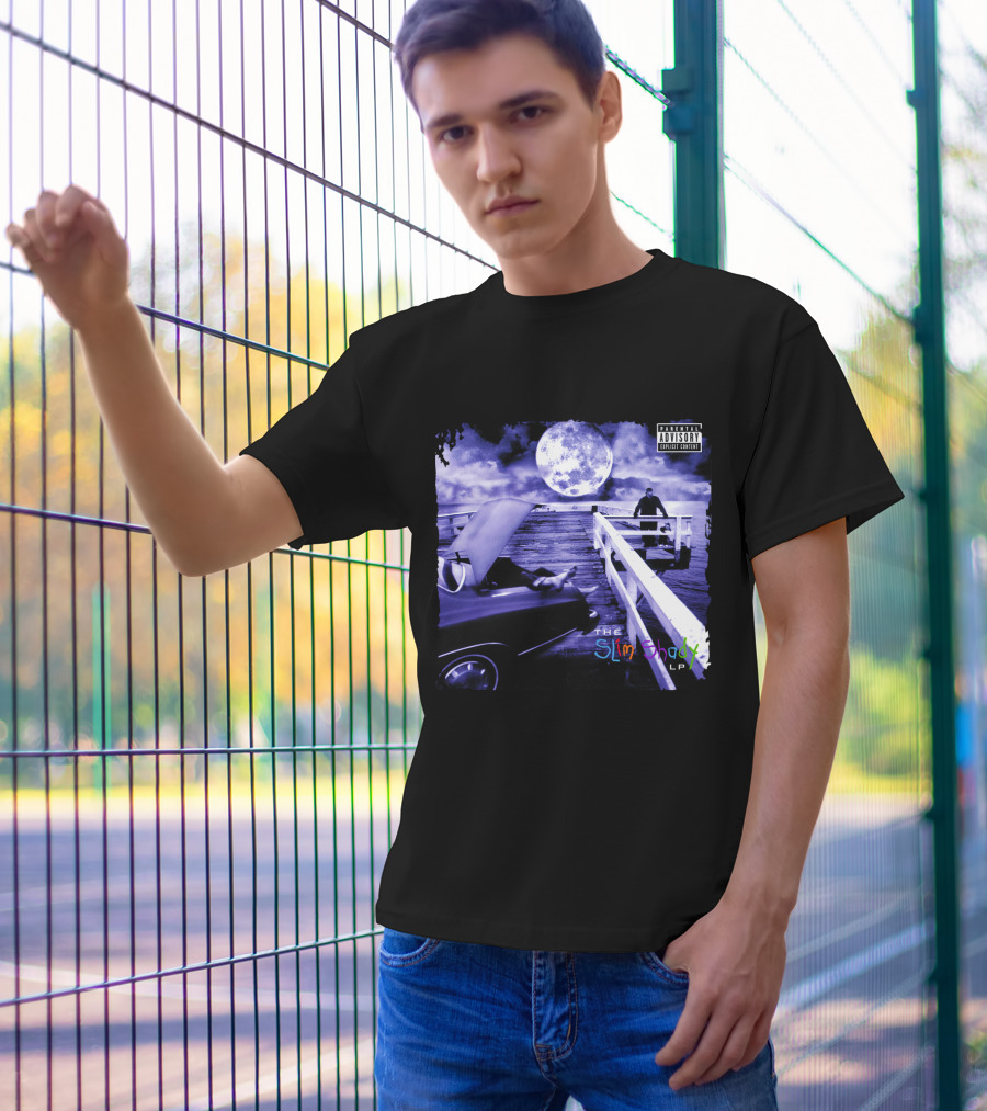 Eminem The Slim Shady LP Explicit Content Dark Purple Pier Moon T-Shirt