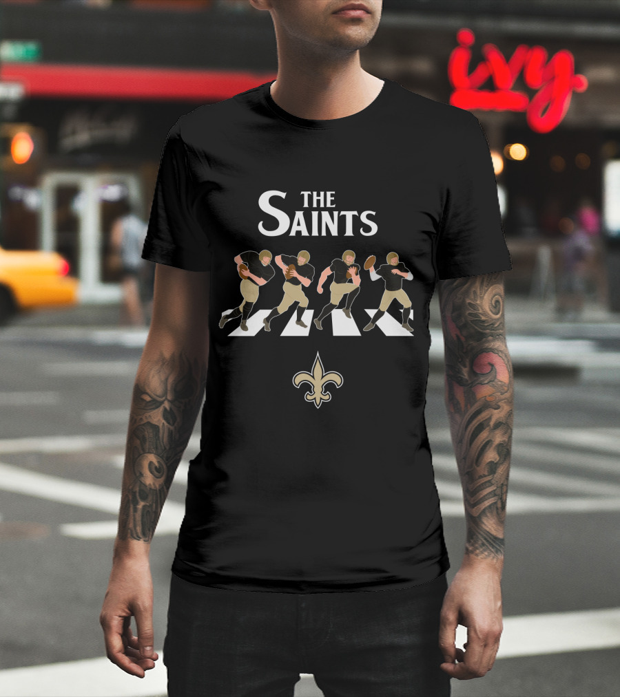 The Saints Abbey Road Football Players Fleur-De-Lis T-Shirt