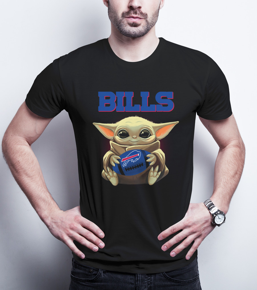 Bills Baby Yoda Football Buffalo Bills T-Shirt