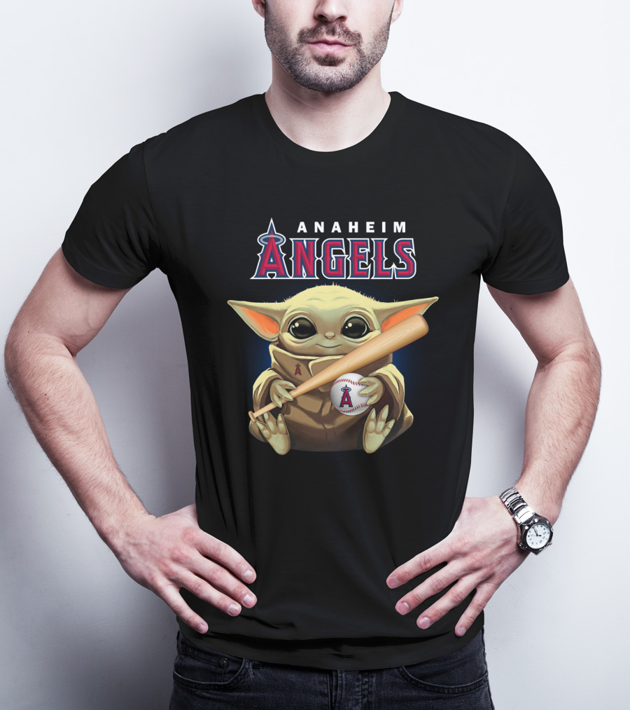 Anaheim Angels Baby Yoda Baseball Bat And Ball T-Shirt