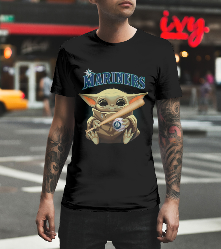 Seattle Mariners Grogu Baseball Crossover T-Shirt