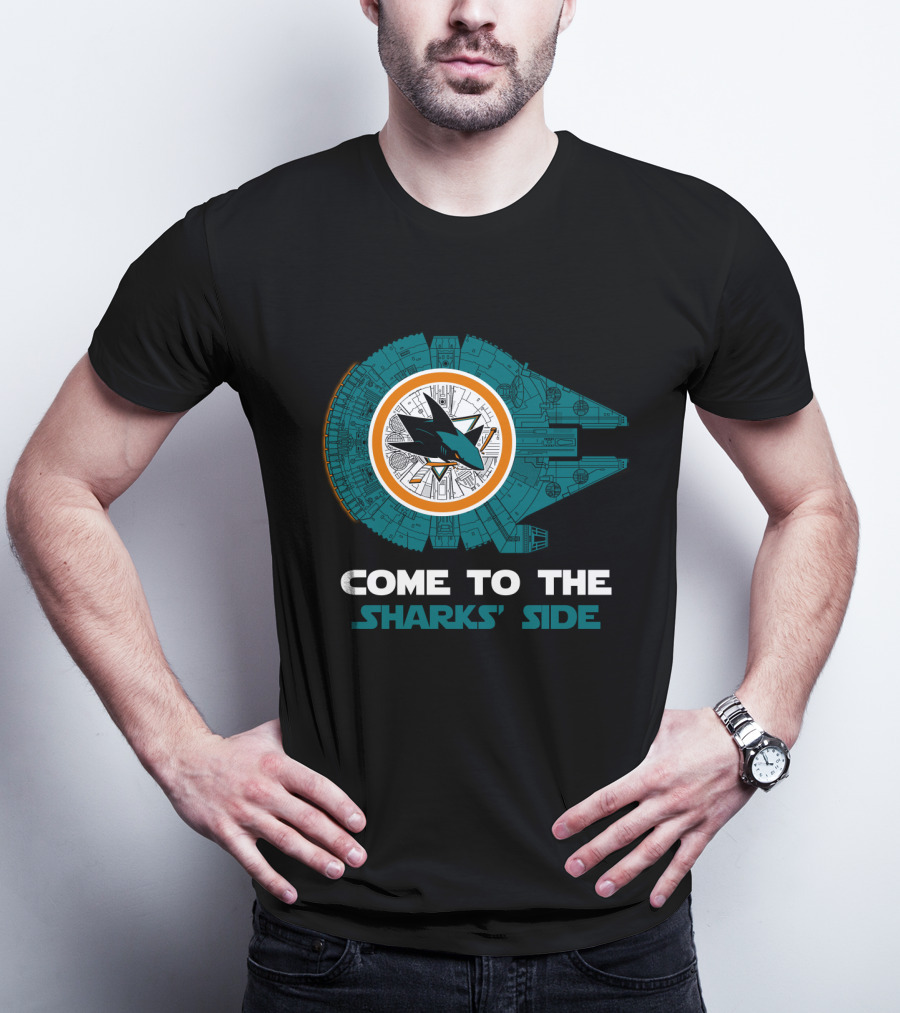 Come To The Sharks' Side San Jose Sharks Millennium Falcon T-Shirt